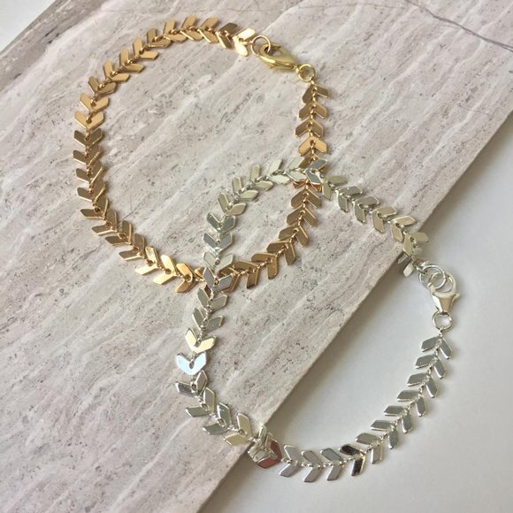 JPeace Designs | Jewelry | Chevron Chain Bracelet Gold Or Silver | Poshmark